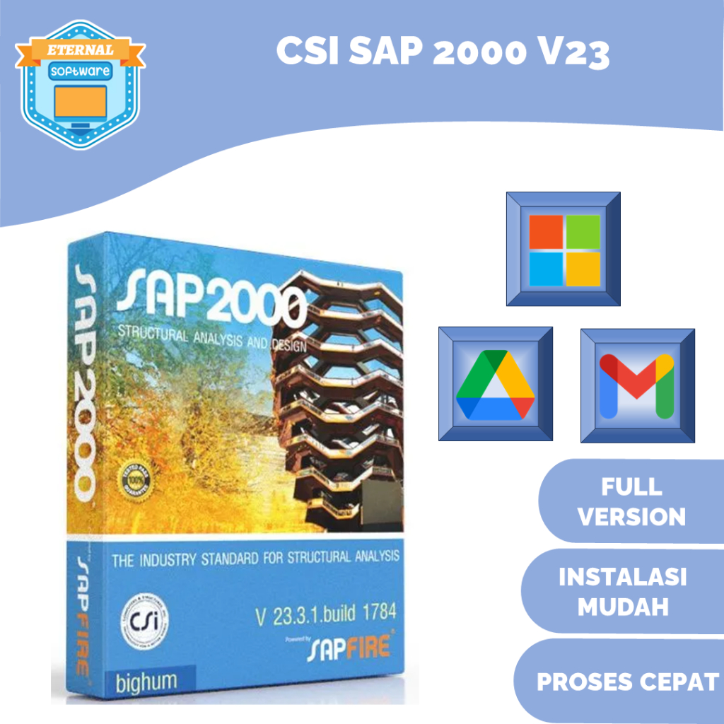 Jual CSI SAP 2000 V23 Full Version Aplikasi Windows Civil Engineering ...
