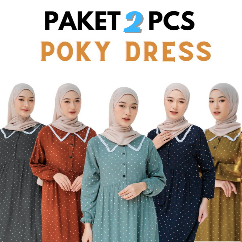 Jual Gamis Poky Dress Kain Rayon Paket Hemat 2 Pcs | Shopee Indonesia