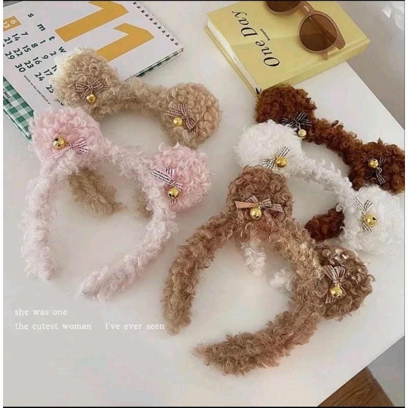 Jual Bando Telinga Beruang Besar Bulu Korea Bando Korea Beruang ...