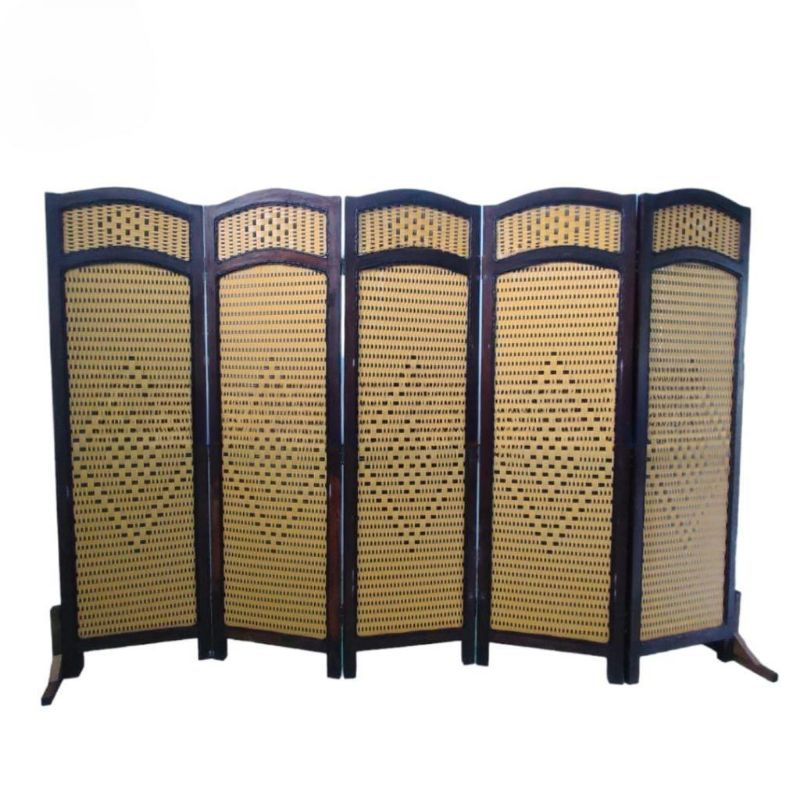 Jual Partisi Ruangan Rotan Sintetis Natural 5 Panel | Shopee Indonesia