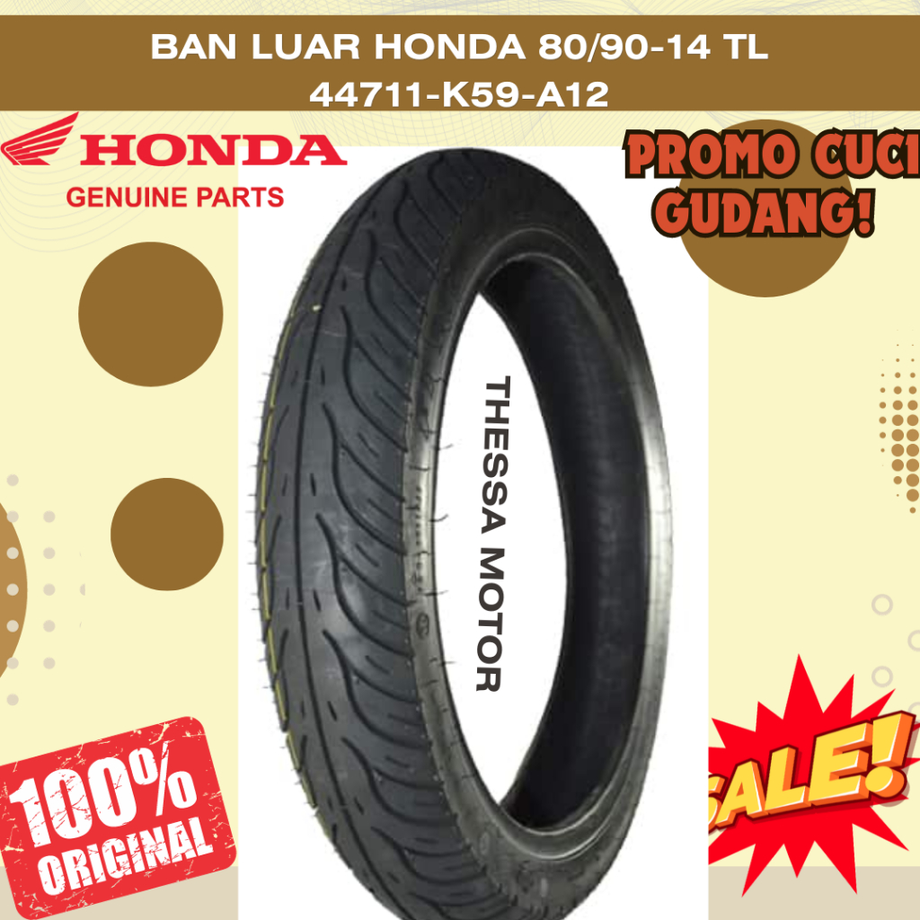 Jual Ban Luar Honda 80/90-14 TL 44711-K59-A12 ORIGINAL AHM 100% Vario ...