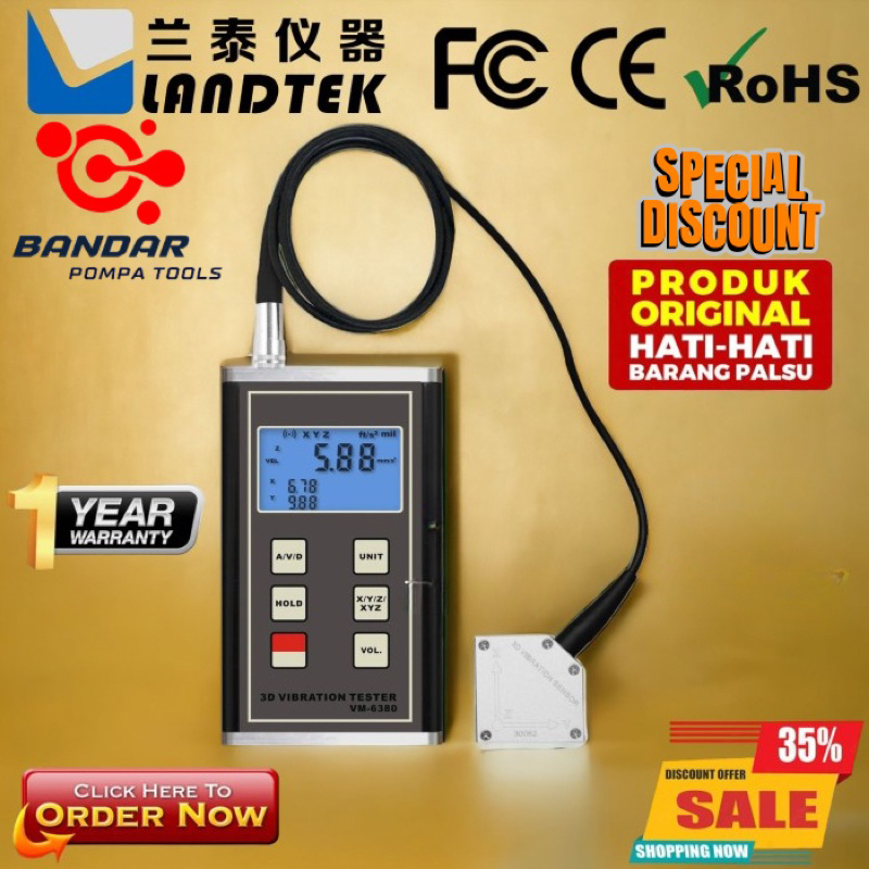 Jual 3d Vibration Tester 3 Axis Vm 6380 Meter Gauge Vm6380 Landtek Vibromet Shopee Indonesia