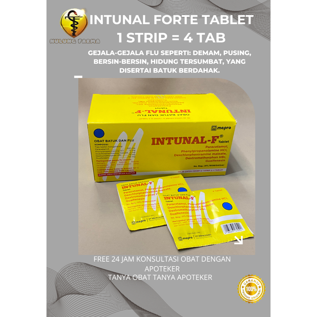 Jual INTUNAL F FORTE KUNING 1 STRIP ISI 4 TABLET | Shopee Indonesia