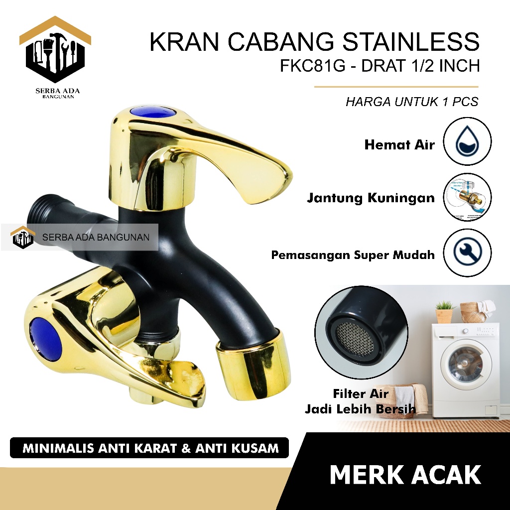 Jual Kran Cabang Shower hitam minimalis MURAH - Keran air cabang double ...