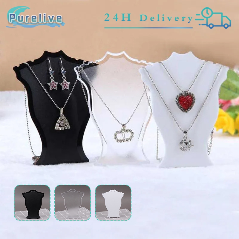 Jual 2Pcs Pajangan Display Kalung Anting Manekin Patung Akrilik Kalung ...