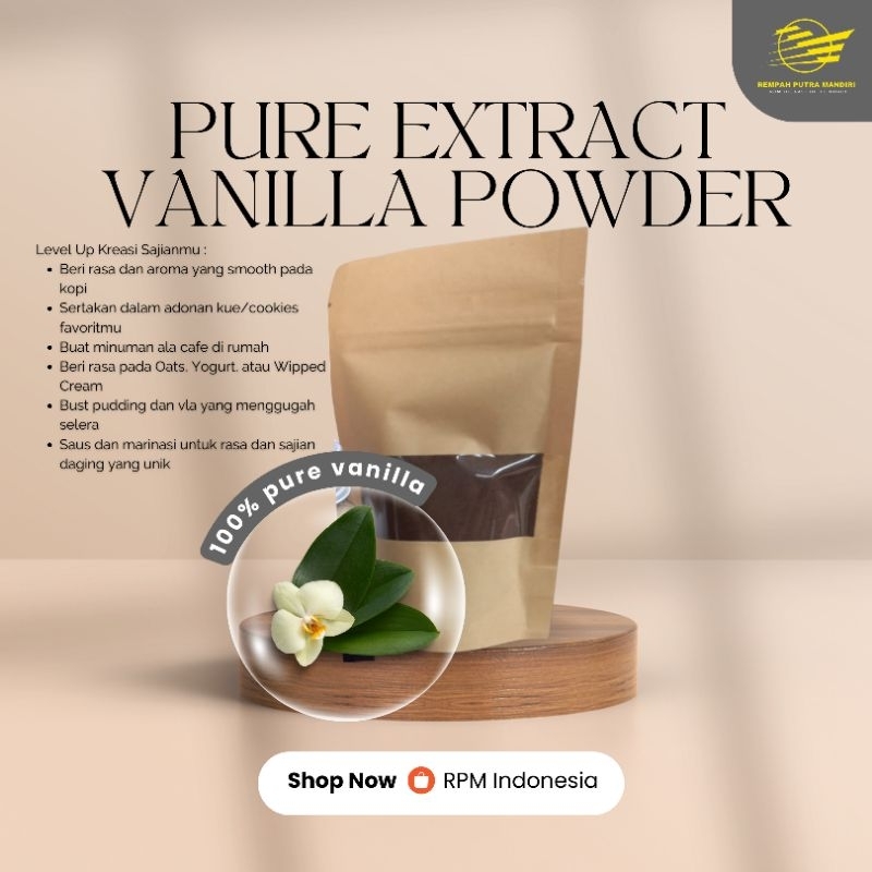 Jual Pure Extract Vanilla Powder (Premium) | Shopee Indonesia