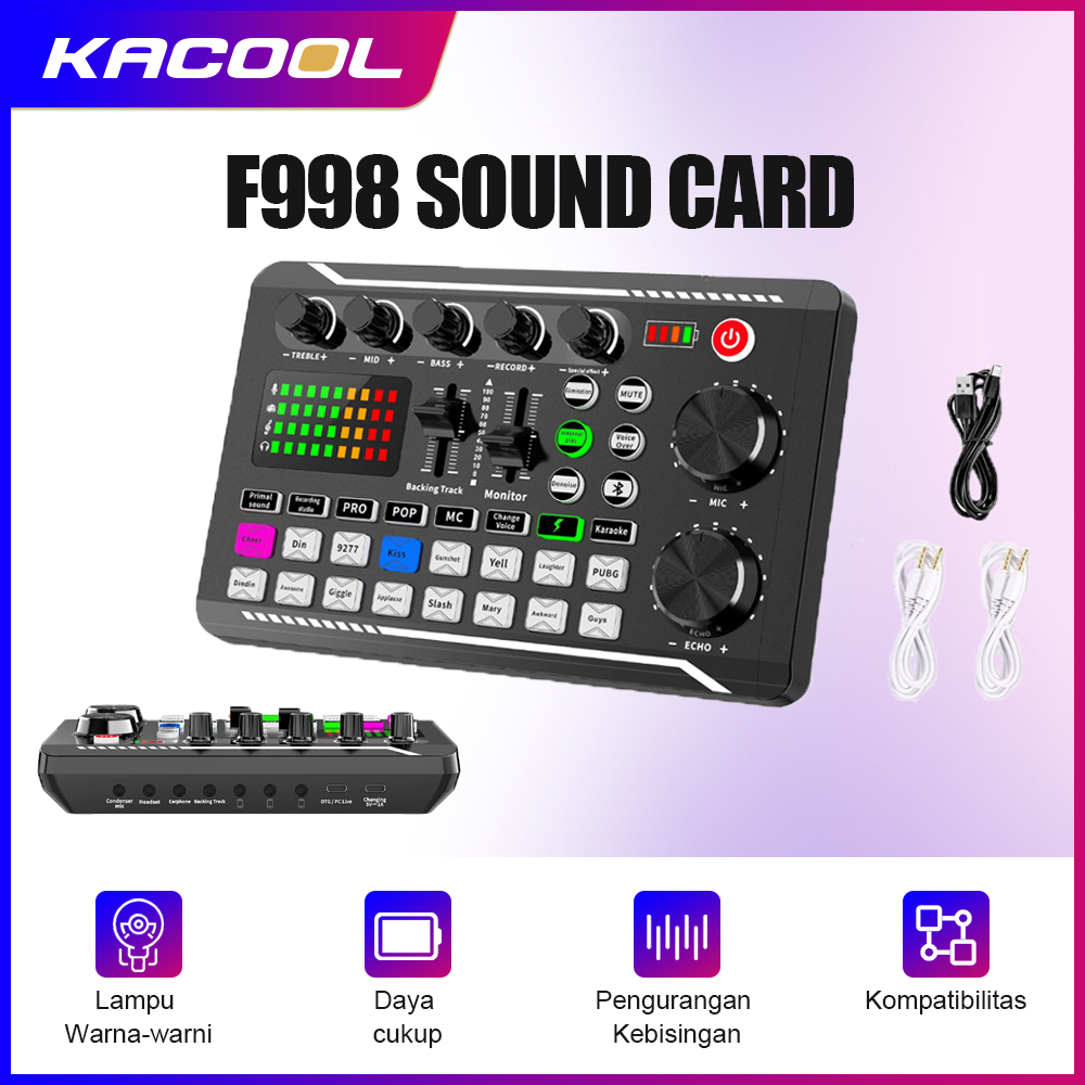 Jual Soundcard Bluetooth Sound Card F998/V8S/V8 Live Mixer Audio Broadcast Recording Karaoke ...