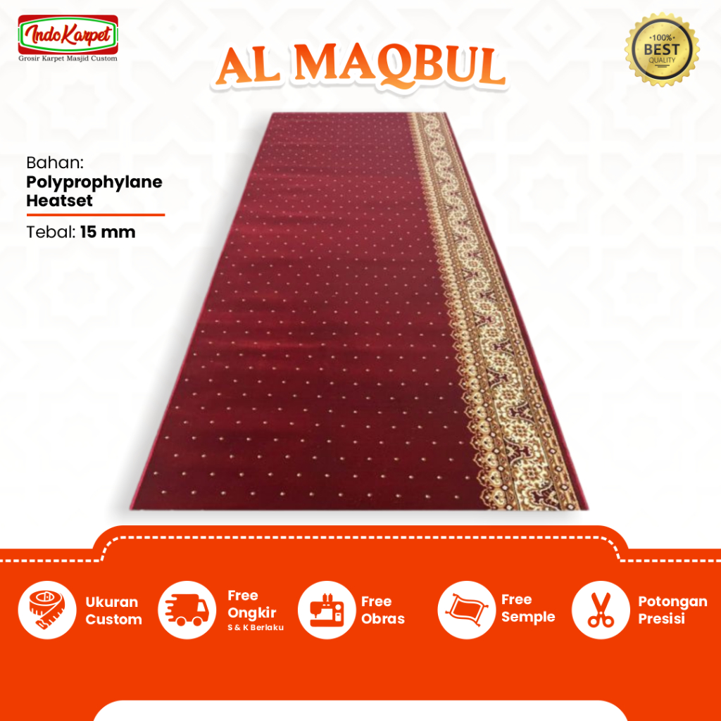 Jual Karpet Masjid Tebal 15mm Al Maqbul Meteran Empuk / Karpet Sajadah / Karpet Mushola | Shopee ...