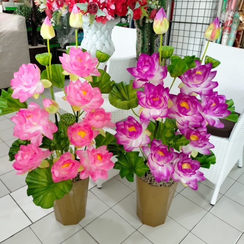 Jual BUNGA TERATAI JUMBO SET POT ARTIFICIAL DEKORASI | Shopee Indonesia