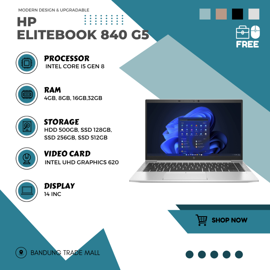 Jual Laptop Gaming Editing Rendering HP Elitebook 840 G5 i7 Gent 8 RAM ...
