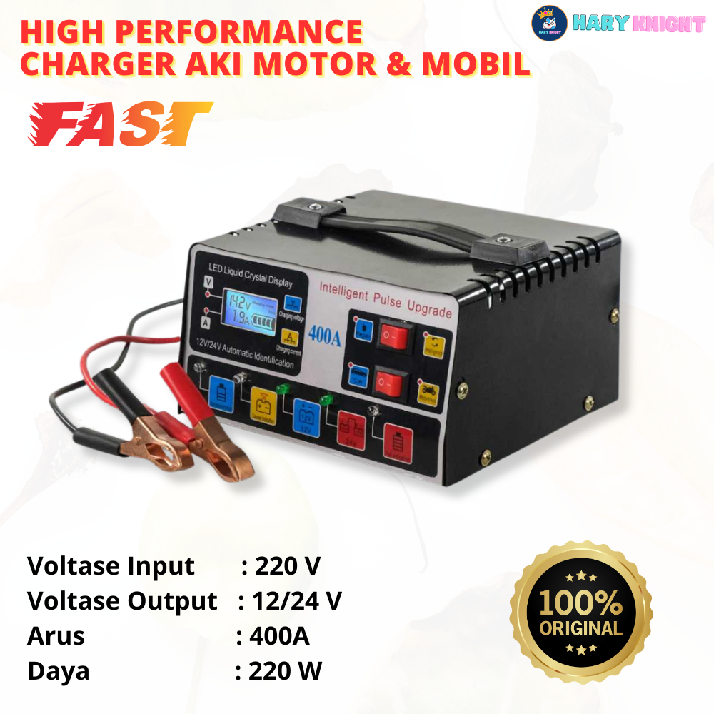 Jual Charger Aki Mobil Motor 12V 24V 400A Fast Charger - Charger Aki kecepatan tinggi with LCD ...