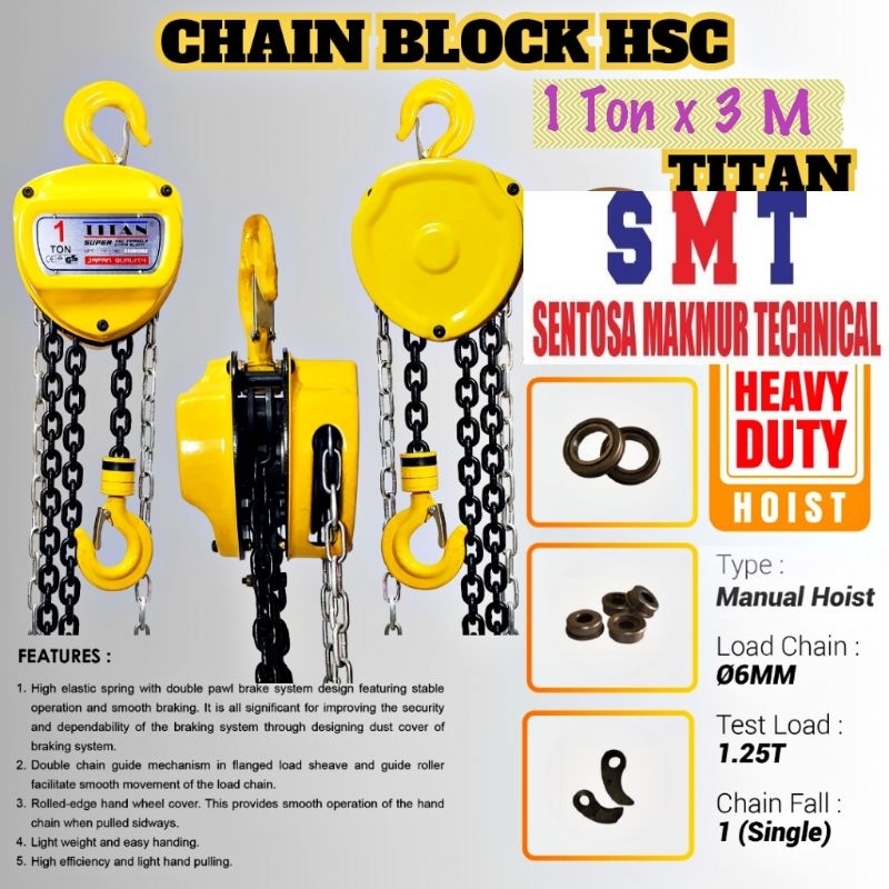 Jual TITAN 1T 3M Chain Block Blok Takel Katrol Kerekan 1 TON x 3 Meter | Shopee Indonesia