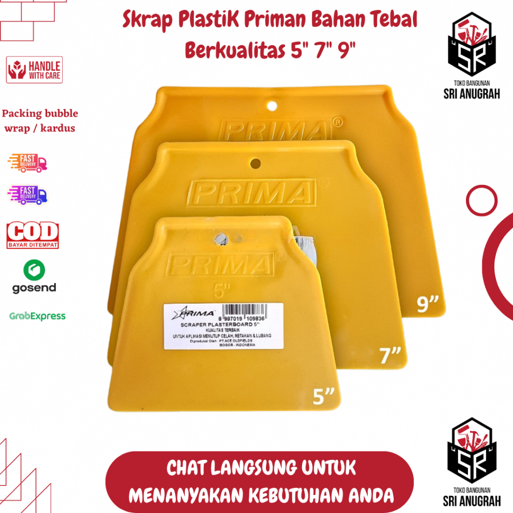 Jual PRIMA Scraper Plastik Scrap Papan Plaster Board tebal berkualias 5 ...