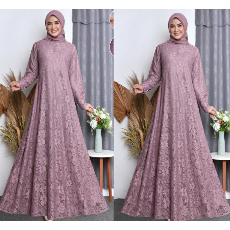 Jual (COD) gamis burkat premium gamis kondangan ukuran jumbo ukuran m.l ...