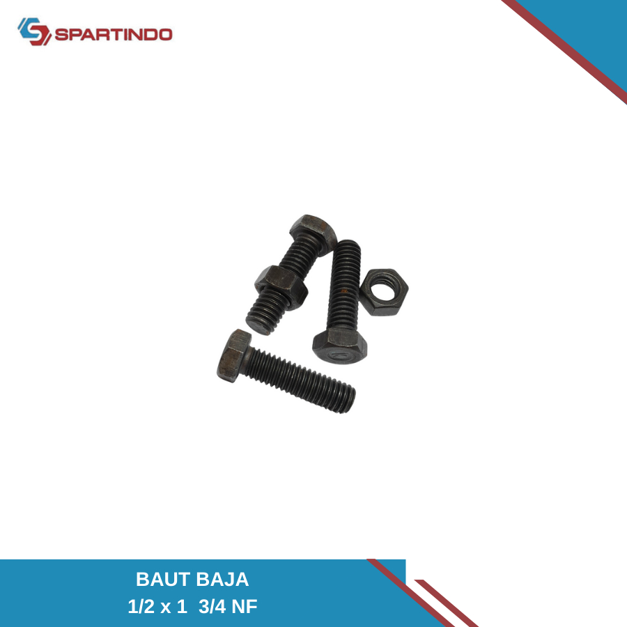 Jual Jual Baut Baja 1 pcs Universal Ukuran 1/2 x 1 3/4 NF drat Kasar ...