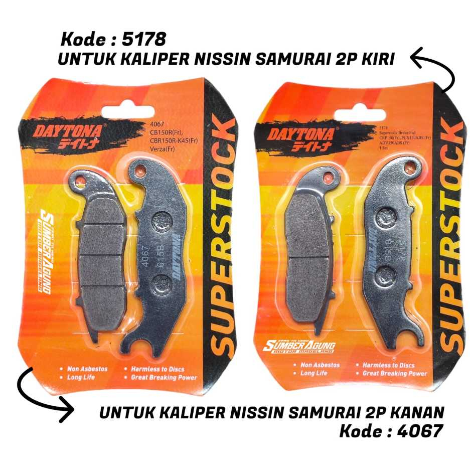 Jual DISPAD KAMPAS REM DAYTONA SUPERSTOCK UNTUK KALIPER NISSIN SAMURAI ...