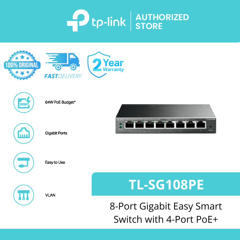 Jual TP-Link TL-SG108PE V5 8-Port Gigabit Simple Smart Switch dengan 4 ...