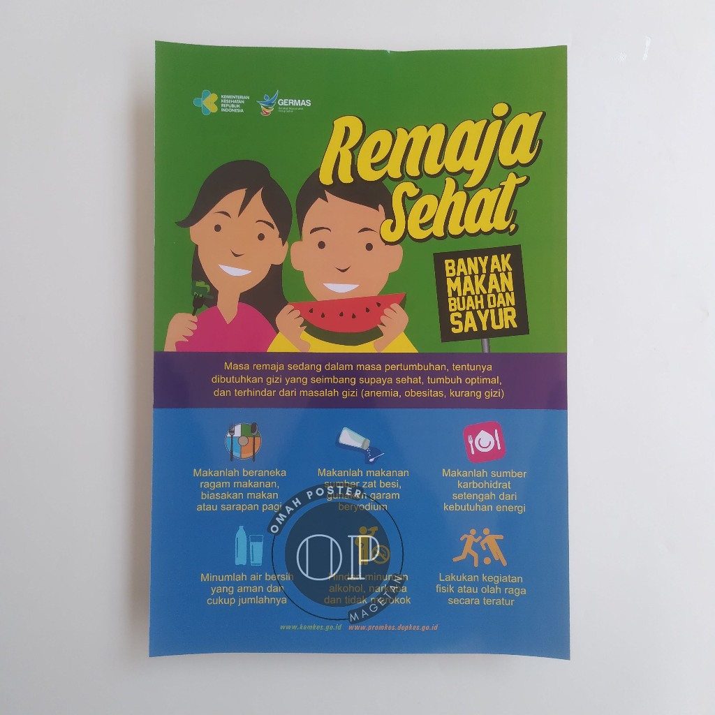 Jual Poster Remaja Sehat Banyak Makan Buah dan Sayur - Gizi - Poster ...