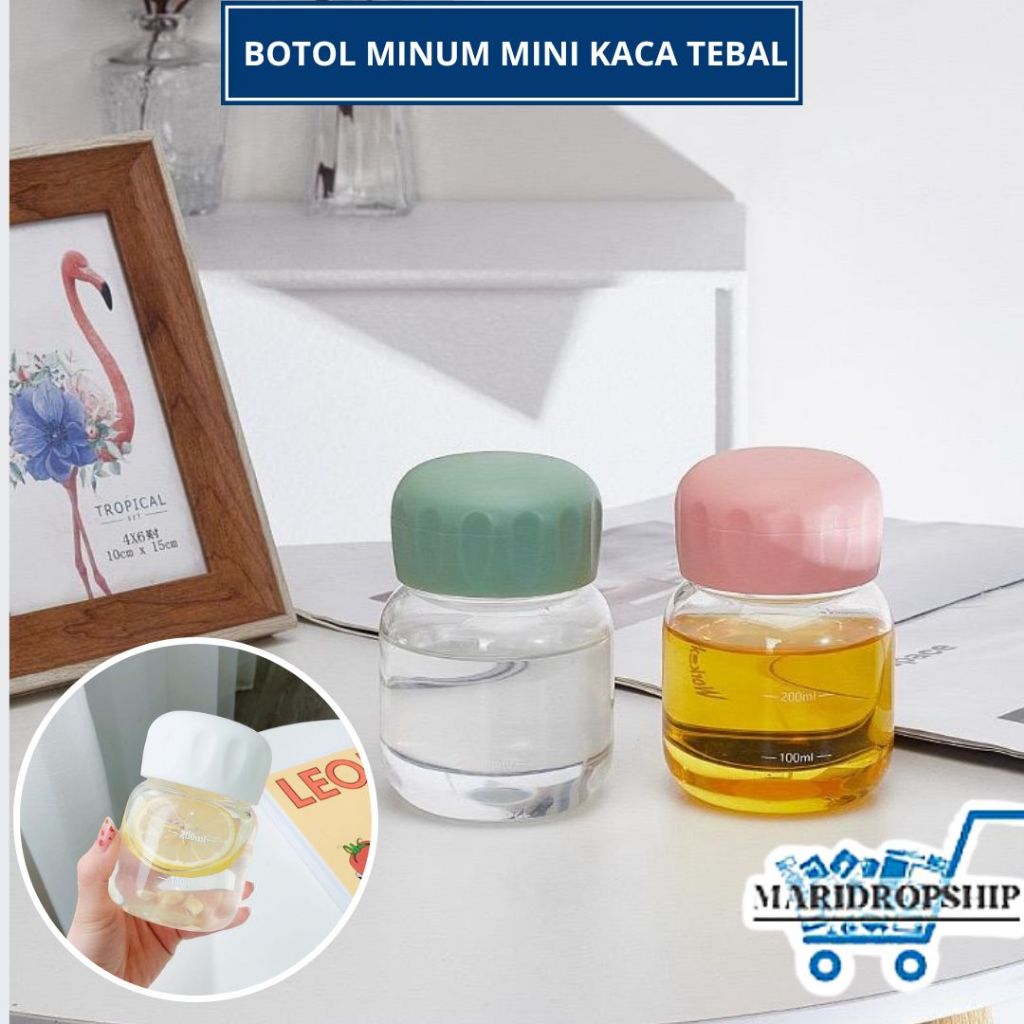 Jual BOTOL MINUM MINI UKURAN 300ML BAHAN KACA TEBAL ANTI PANAS / MINI ...
