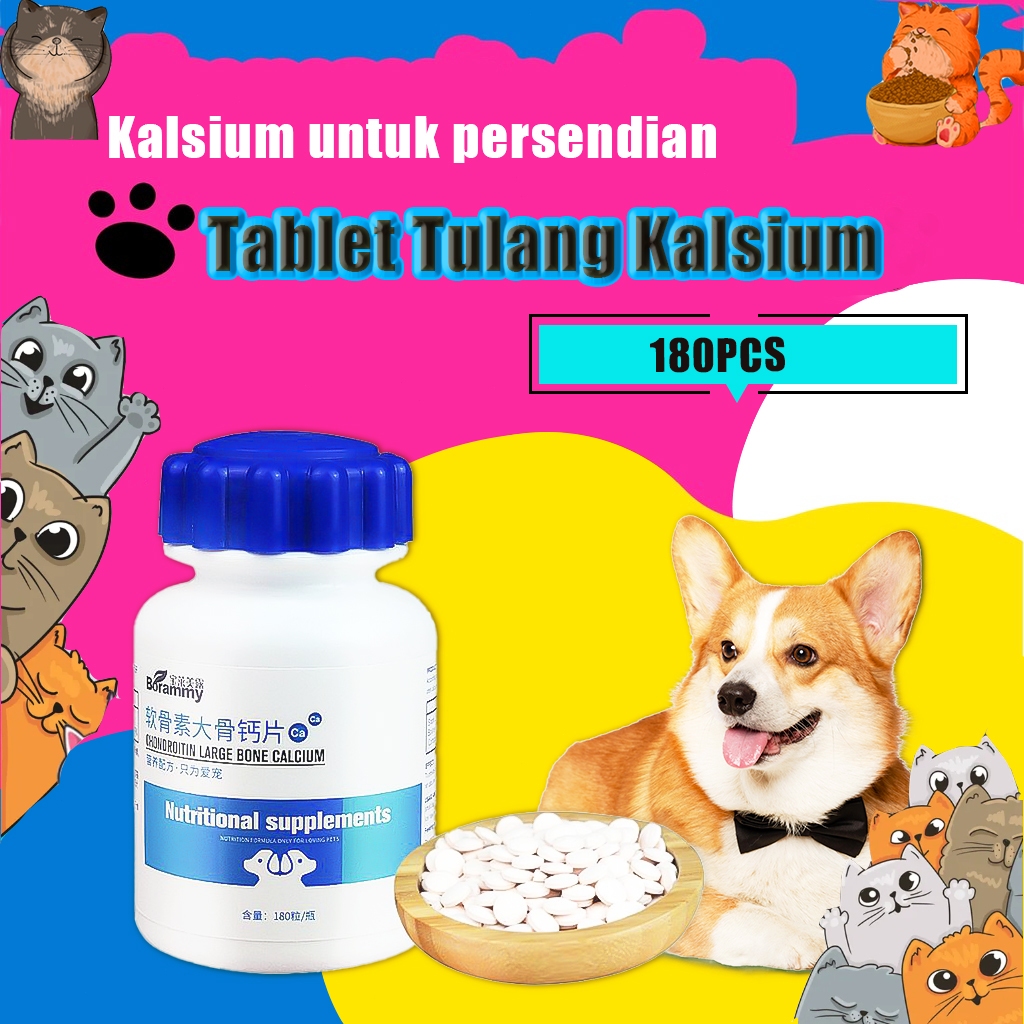 Jual Pet Vitamin Kucing Tablet 80/180/600pcs Kalsium Kondroitin For ...