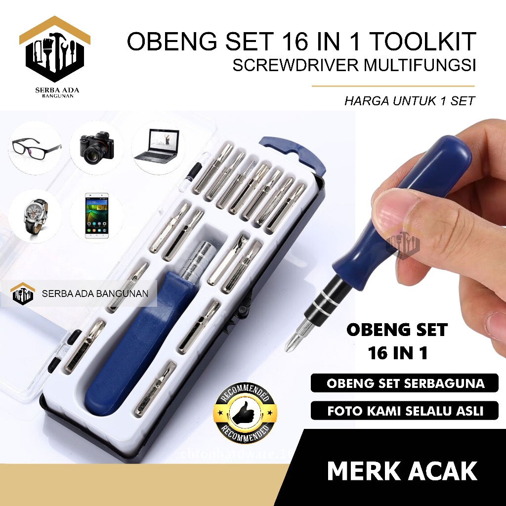 Jual Obeng Set 16 in 1 Mata Mini Multifungsi Serbaguna Screw Driver HEX ...