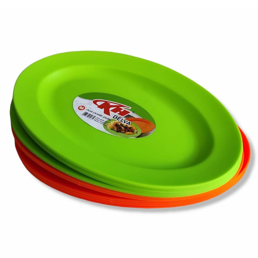 Jual DISKON 1 LUSIN !! Piring Plastik Oval TEBAL 12Pcs / Piring Makan / Piring Pecel Lele ...