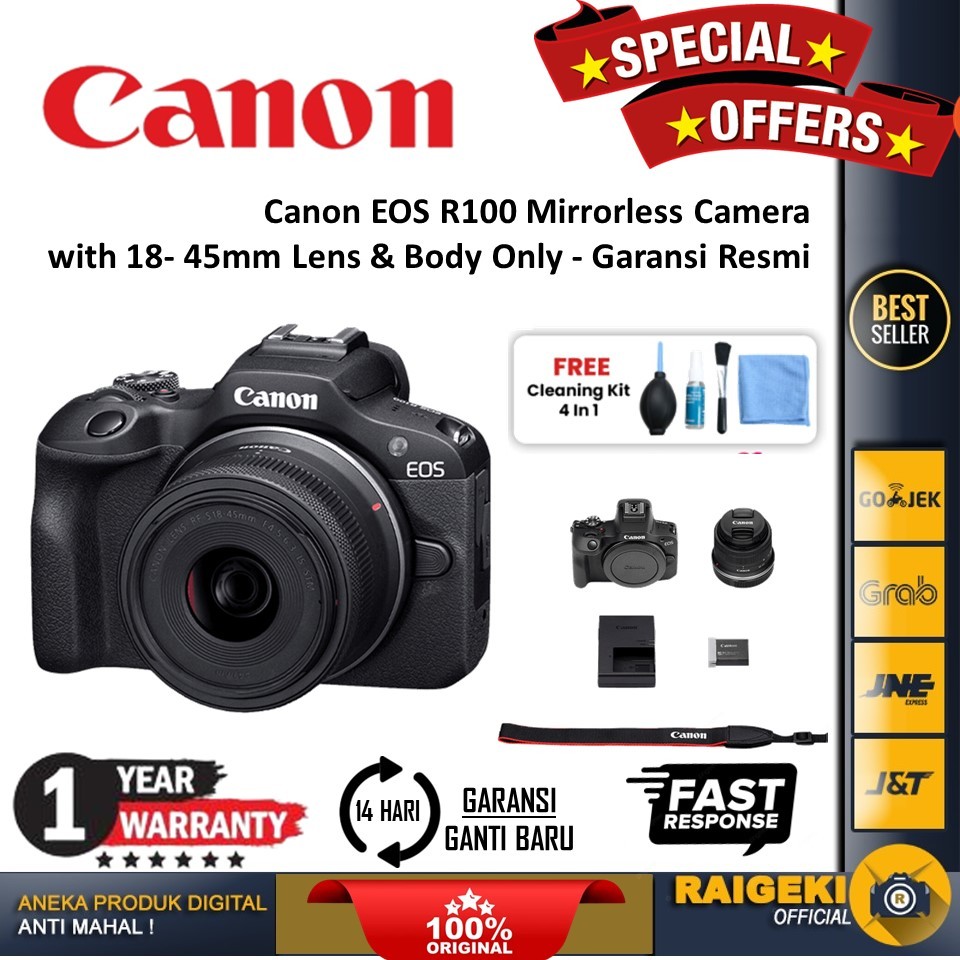 Jual Canon EOS R100 Mirrorless Camera with 18- 45mm Lens - GARANSI ...