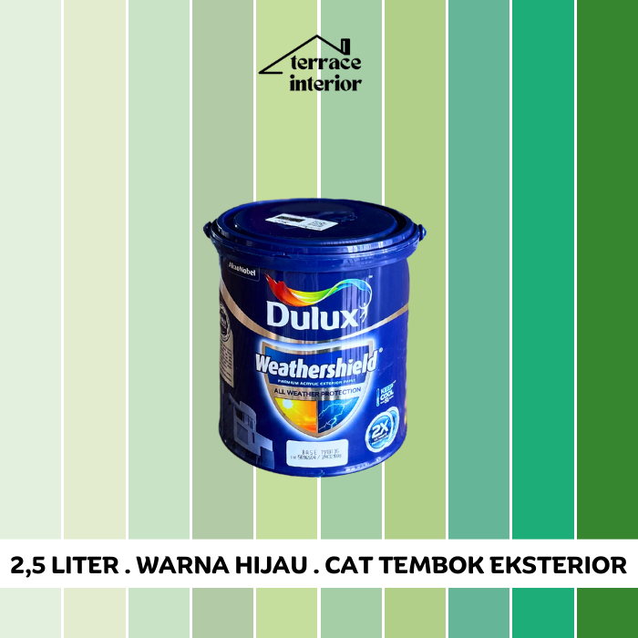 Jual Cat Tembok Dulux Weathershield Exterior 2.5L Hijau Semi Gloss ...
