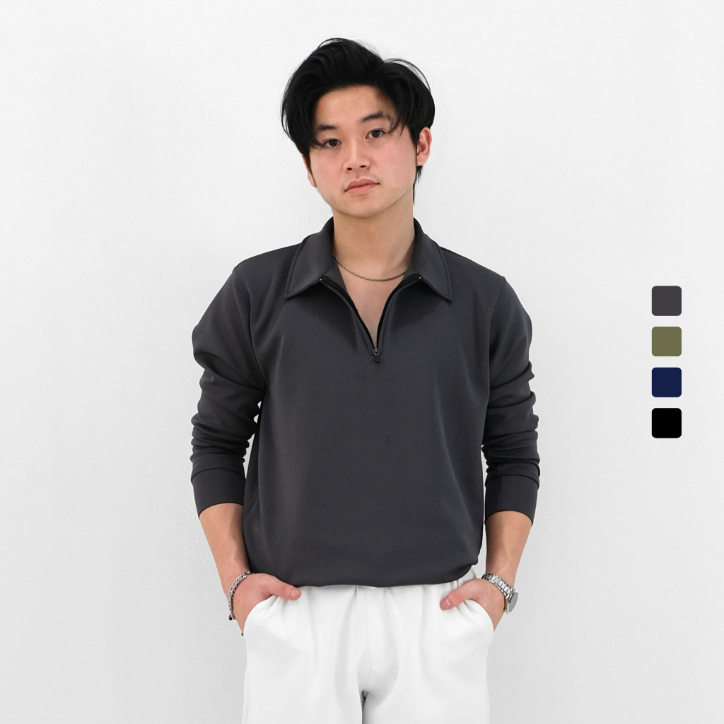 Jual SANVANINA CUBA Upper Zip Long Polo Shirt | Polo Zipper Pria | Kaos ...