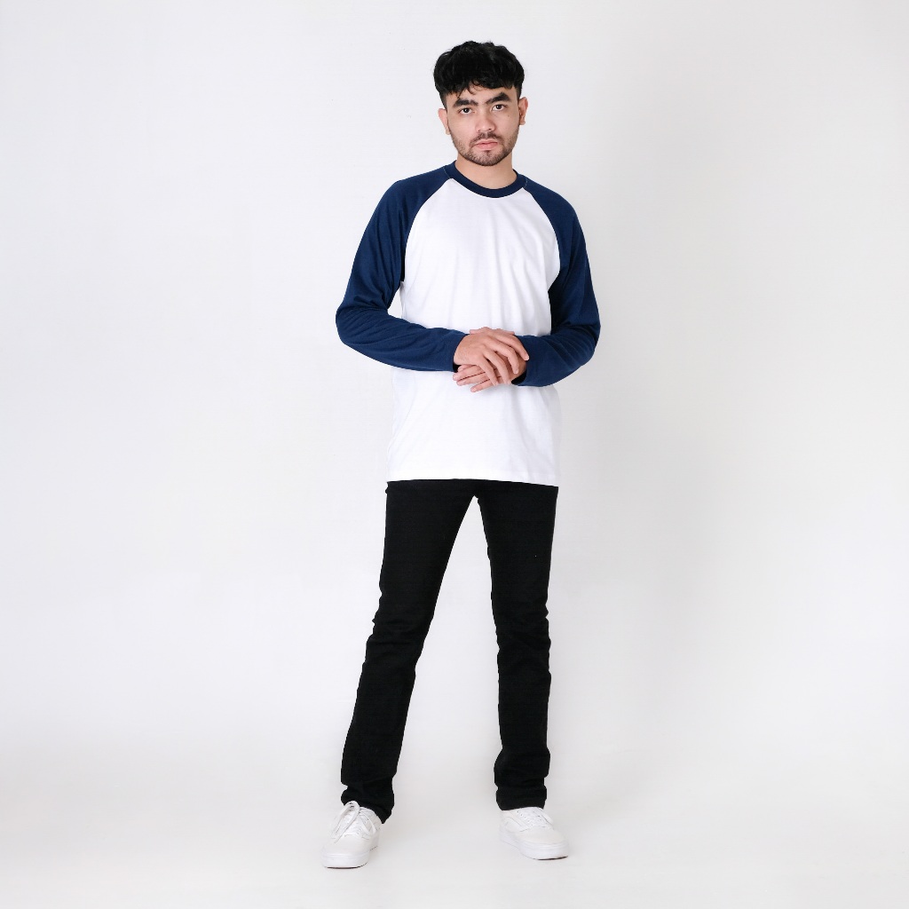 Jual MAX COMPANY Kaos Raglan Lengan Panjang Vasta White Navy Combed 24s ...