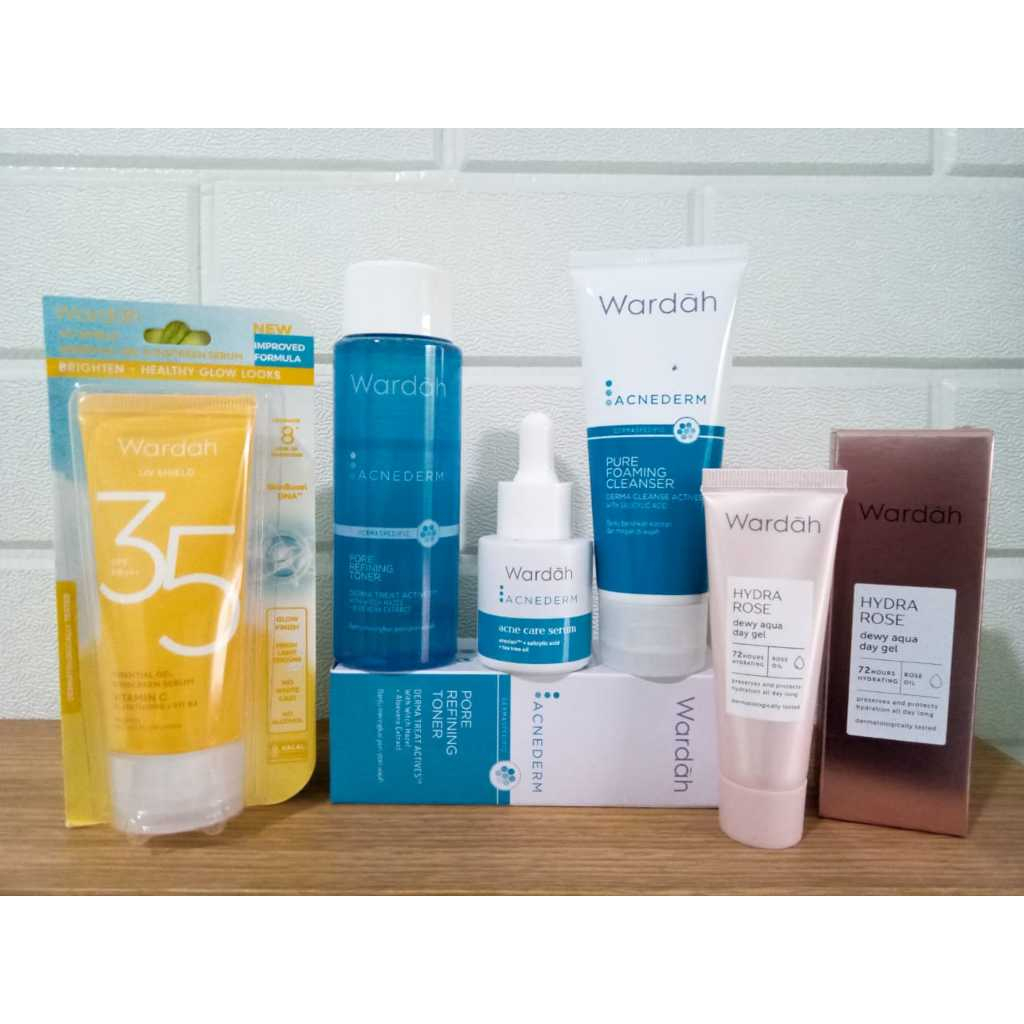 Jual Wardah Paket Berjerawat-sensitif 5 Produk (foaming,serum,toner,day ...