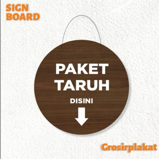 Jual Signane Paket Taruh Disini Sign Board Kayu Petunjuk Kurir ...