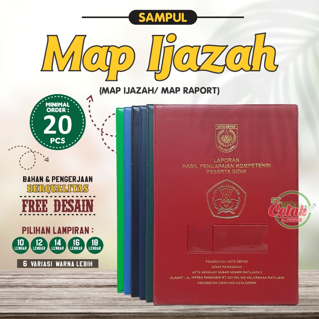 Jual MAP RAPORT | MAP IJAZAH | SAMPUL RAPORT K13 - - CUSTOM HOTPRINT ...