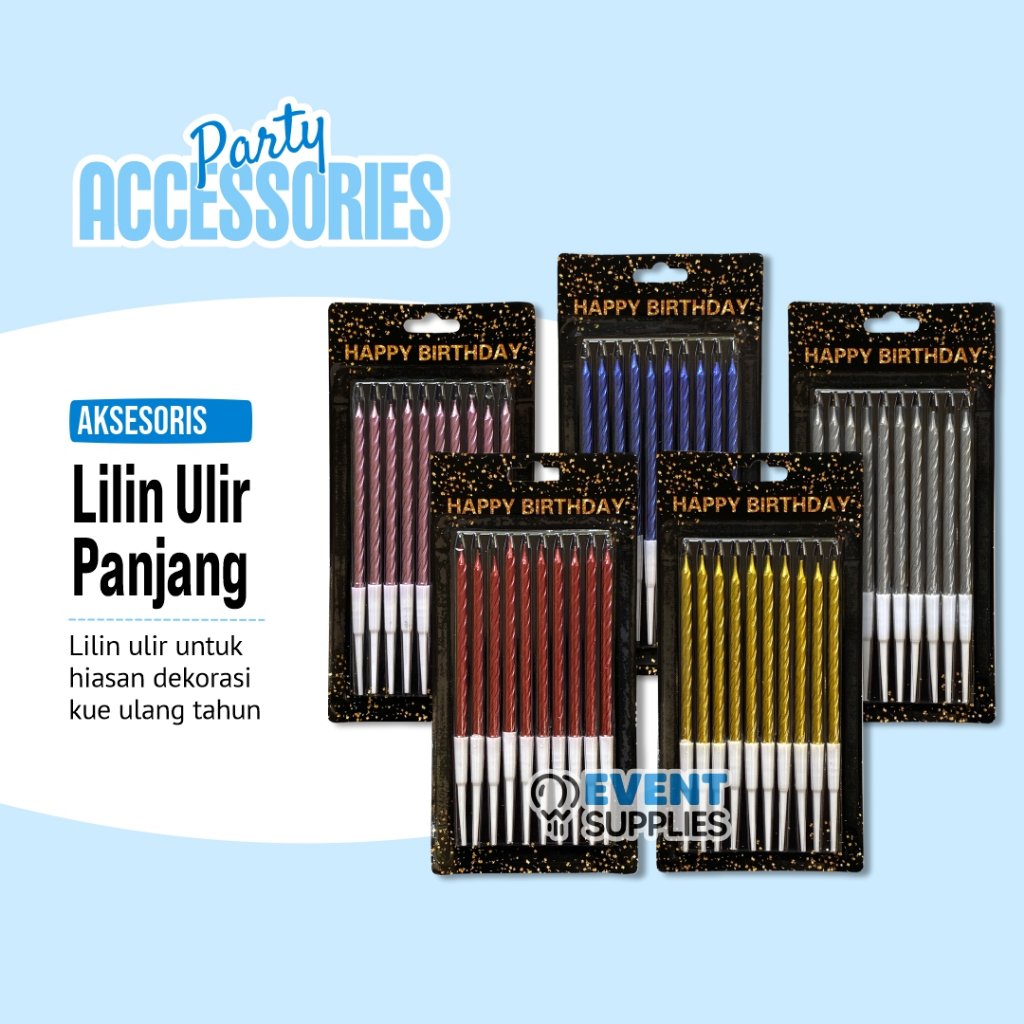 Jual Lilin Ulir Lurus Panjang Spiral Panjang Lurus [isi 10] BirthDay ...