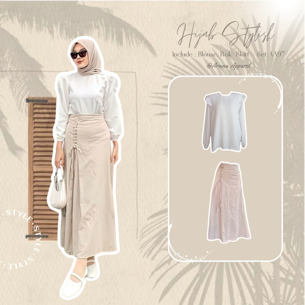 Jual One Set Wanita Kekinian 2in 1 OOTD Cewe Berhijab Setelan Wanita Terbaru Outfit Hangout ...