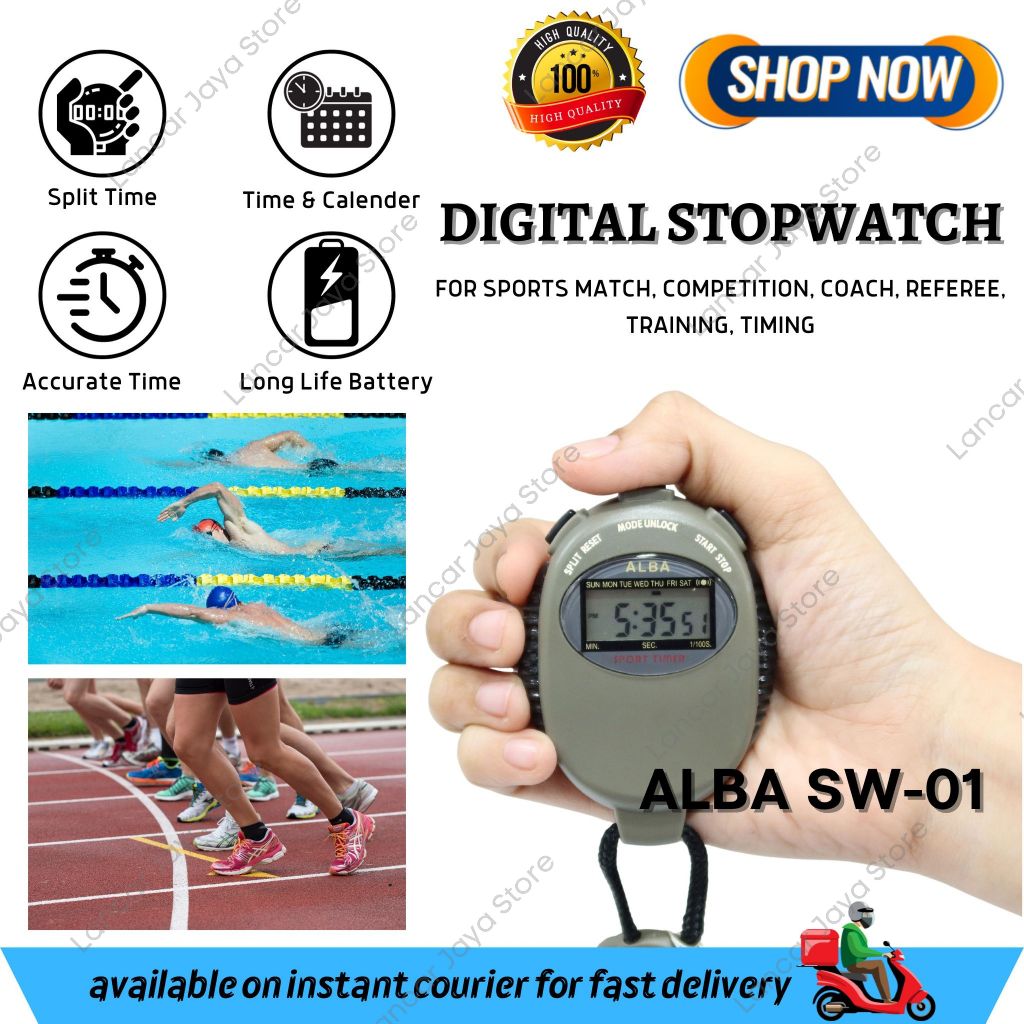 Jual Stopwatch Alba / Pengukur Waktu ALBA SW01 Original Abu abu ...