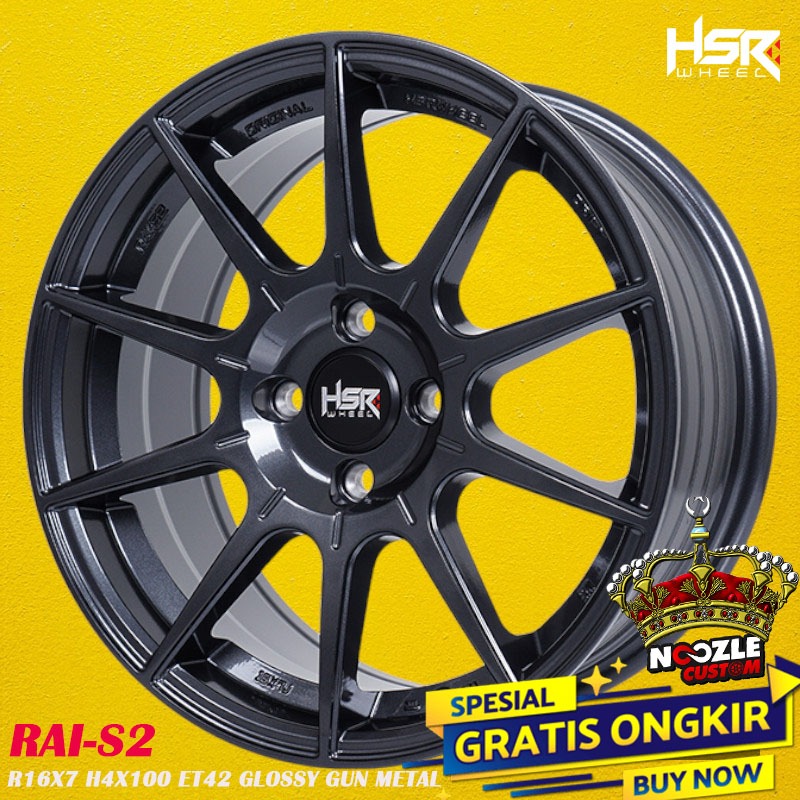 Jual Velg Mobil Racing R16 Terbaru HSR ring 16 Lubang 4 Single PCD Type Rai S2 | Shopee Indonesia