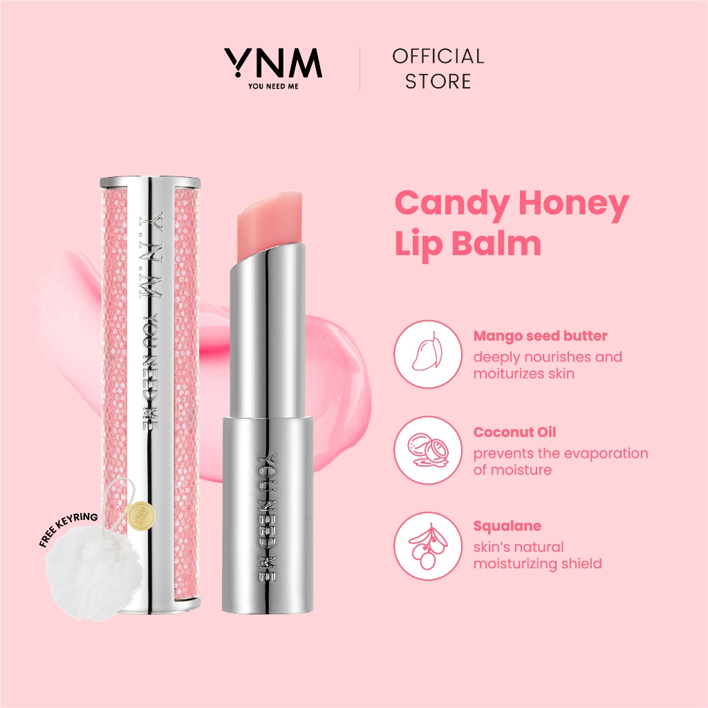 Jual YNM Candy Honey Lip Balm - Light Pink [Free Pompom Key Ring ...