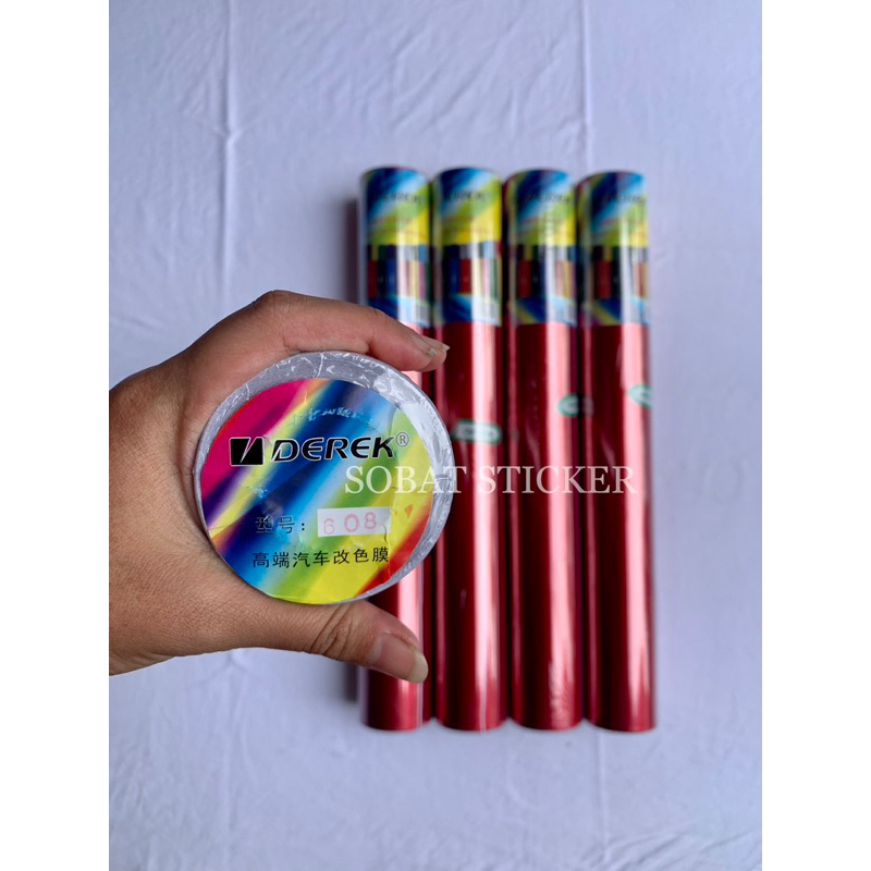 Jual STICKER SKOTLET DEREK MERAH METALIK CANDY PREMIUM PER ROLL ...