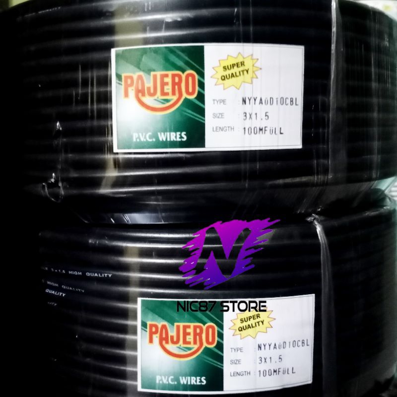 Jual kabel listrik pajero 3x1,5 100 meter kabel serabut isi 3 serabut ...