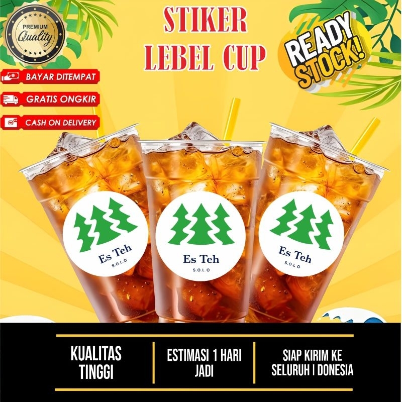 Jual Stiker Lebel Cup es teh solo baru sudah di potong tinggal tempel ...
