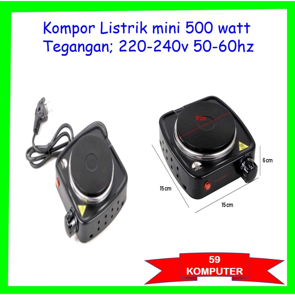Jual Kompor Listrik Mini Portable Low Watt 500 W Kompor Listrik Mini ...