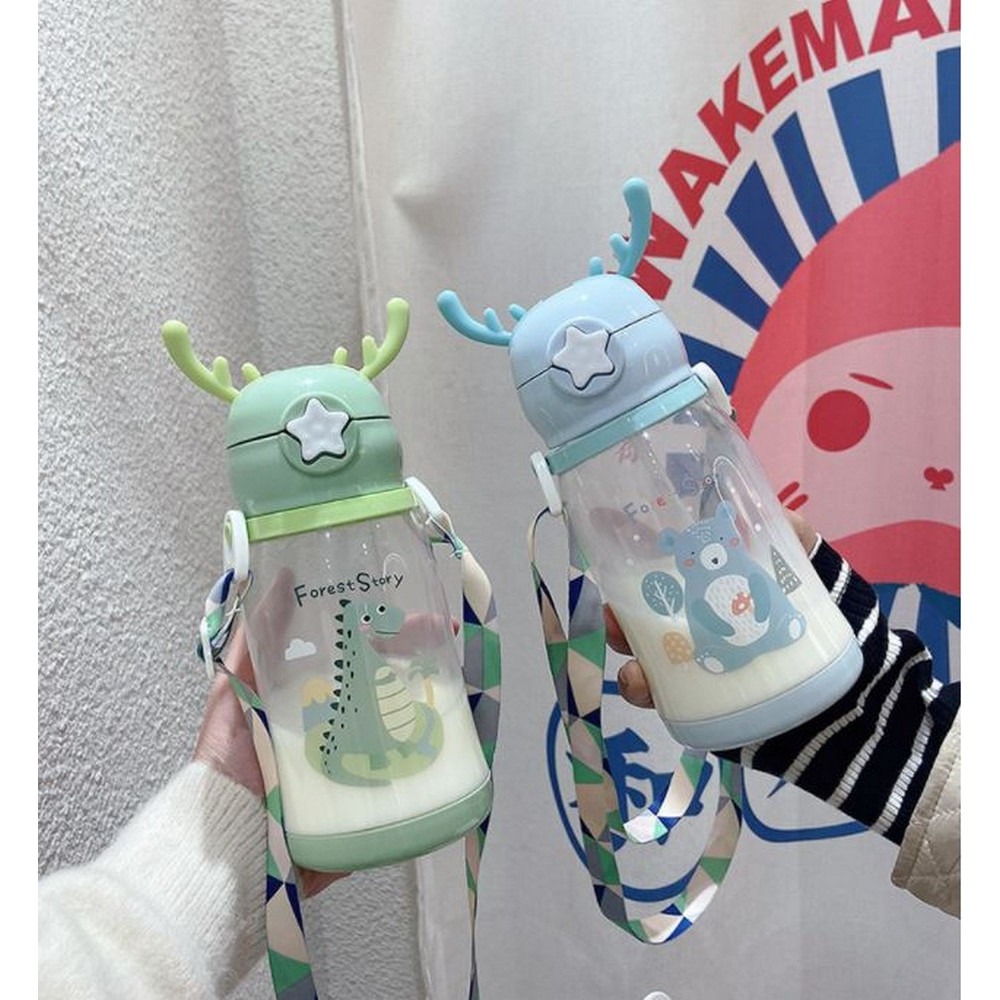 Jual Botol Air Minum Anak BPA FREE dengan Sedotan 610ml Model Tanduk Rusa Lucu / Botol Minum ...