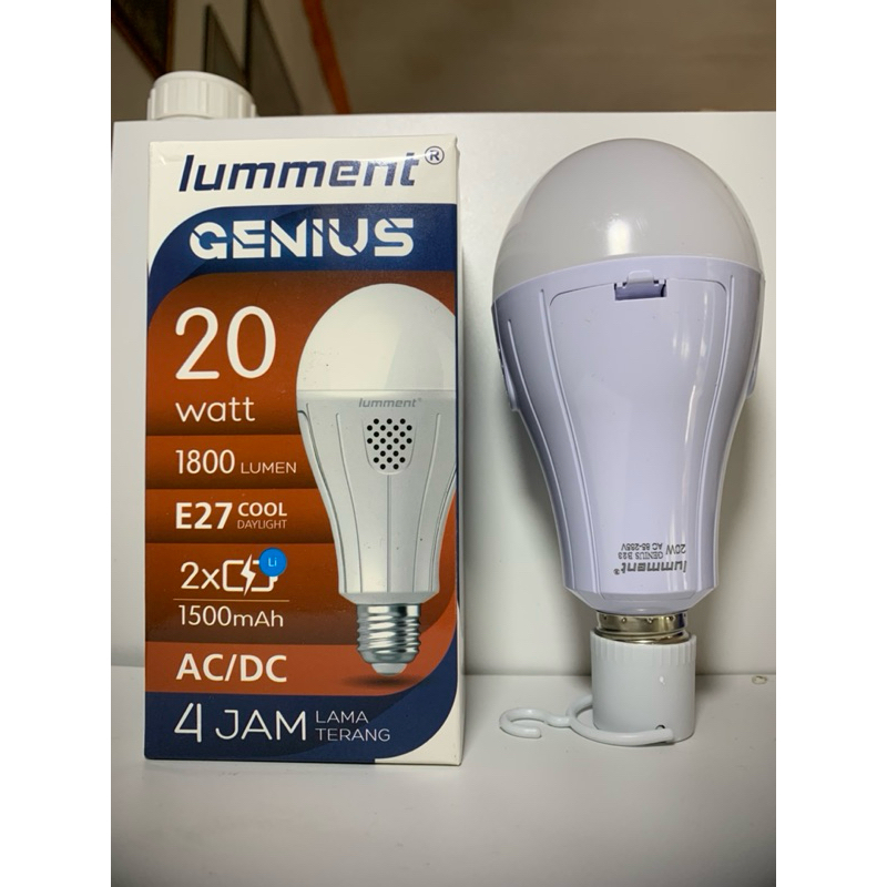 Jual Lampu emergency Genius 20 WATT Lumment 2Baterai | Shopee Indonesia