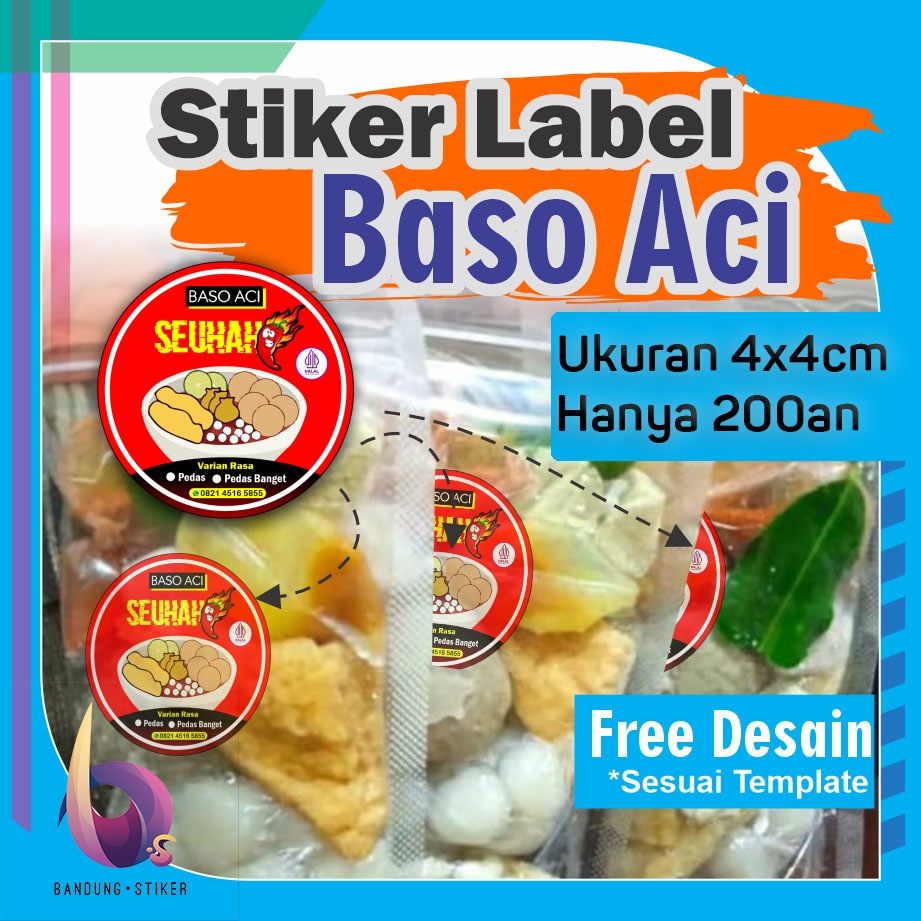 Jual Bandung Stiker Baso Aci Cromo Bulat Label Logo Kemasan Produk ...