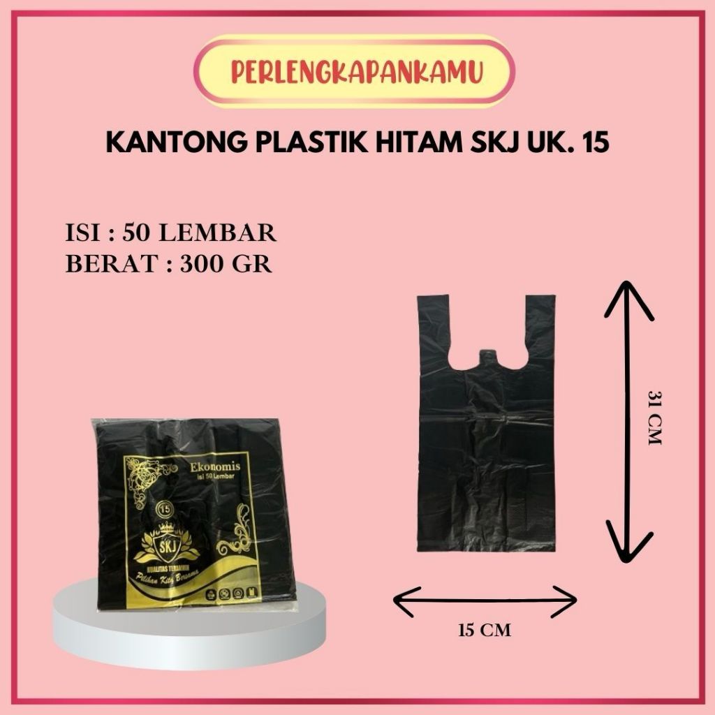 Jual Kantong Plastik Kresek Belanja Makanan Hitam SKJ Ekonomis uk 15 ...