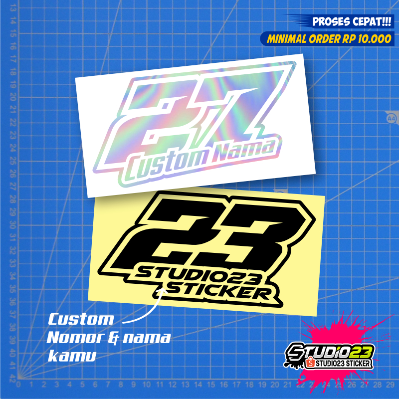 Jual Stiker Custom Nama & Nomor Start Racing Cutting Hologram (1 warna ...