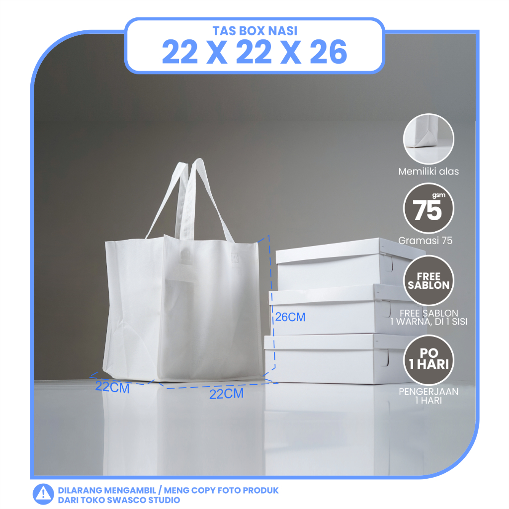 Jual TAS SPUNBOND BOX NASI 22X22X26 (SABLON COSTOM) UNTUK TAS SOUVENIR, SYUKRAN, MENGENANG ...