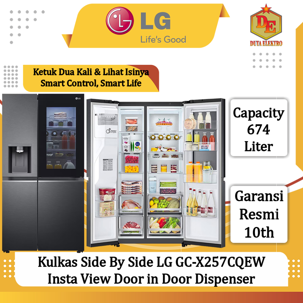 Jual Kulkas Side By Side LG GCX 257 CQEW Insta View Door in Door Dispenser Smart Inverter ...