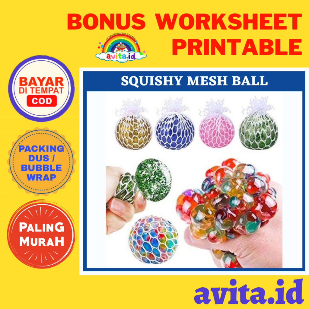 Jual avita.id Squishy Mesh Ball / Squishy Bola Anggur Rainbow Mainan ...
